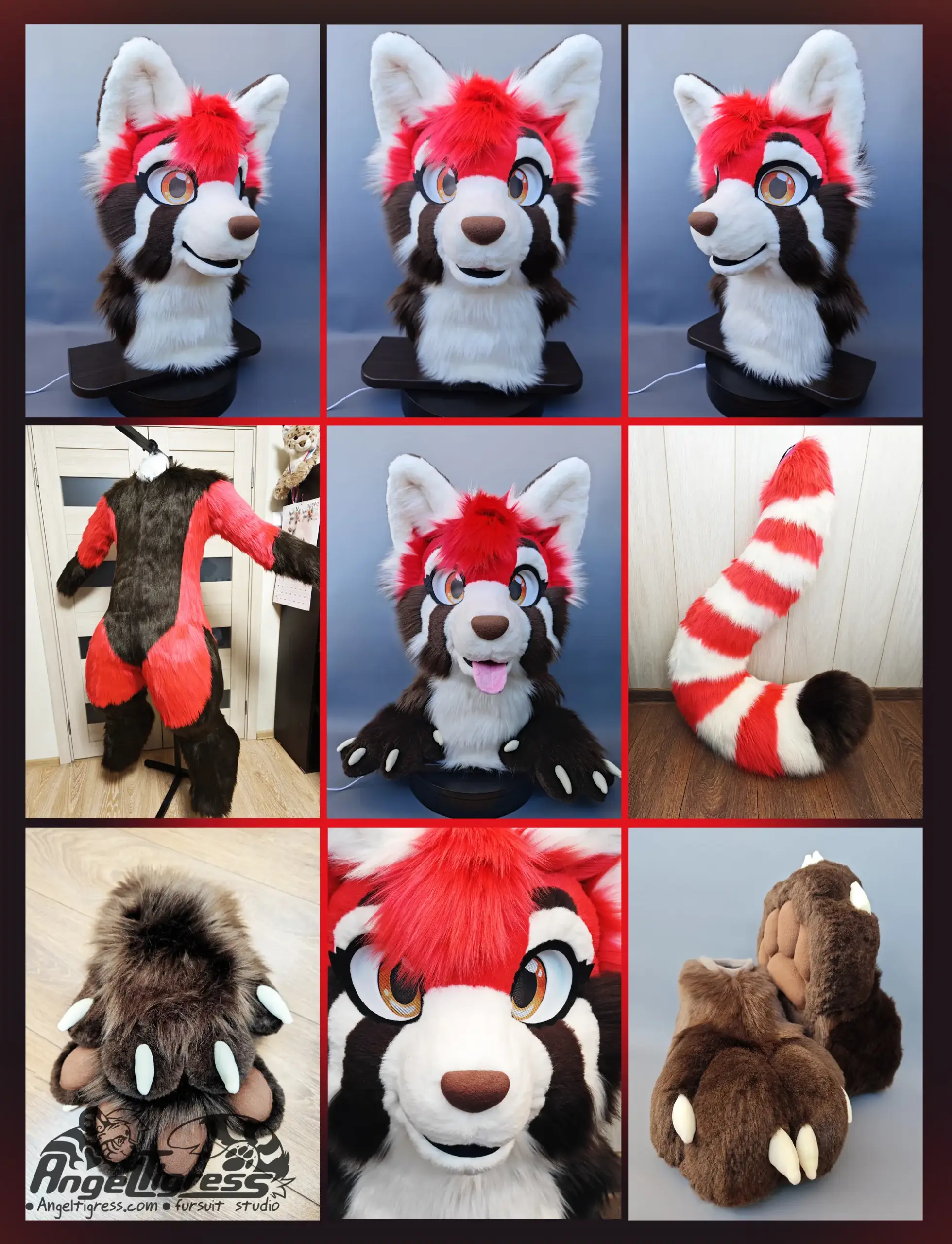 Red Panda Fursuit Full with digi legs - Angel Tigress Fursuit Studio